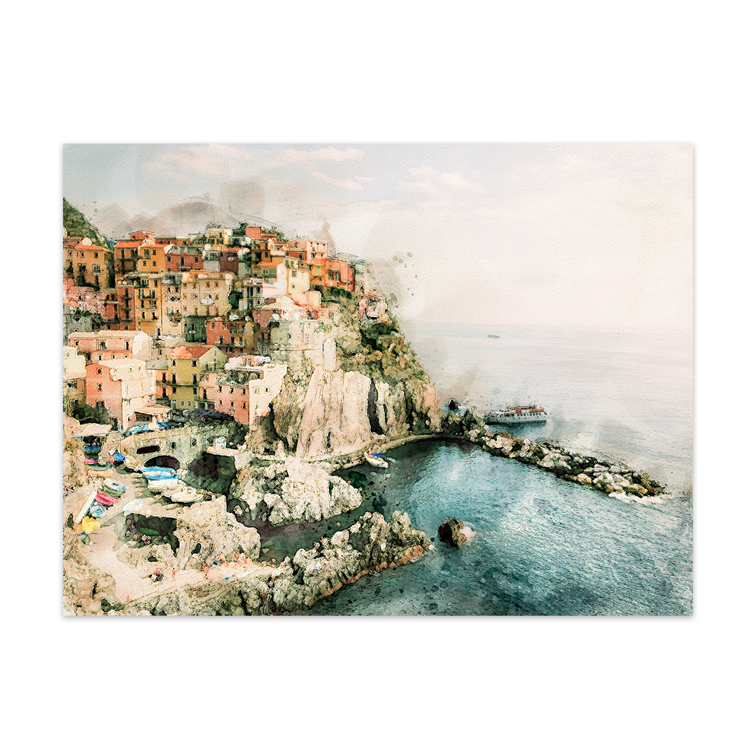 Manarola – Poster & Leinwände in Aquarell-Optik
